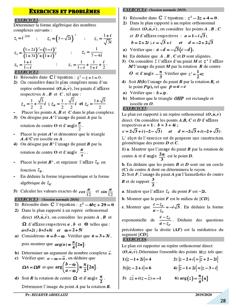 Nombres Complexes 2 Exercices Non Corriges 1 2 | PDF | Nombre complexe | Objets mathématiques