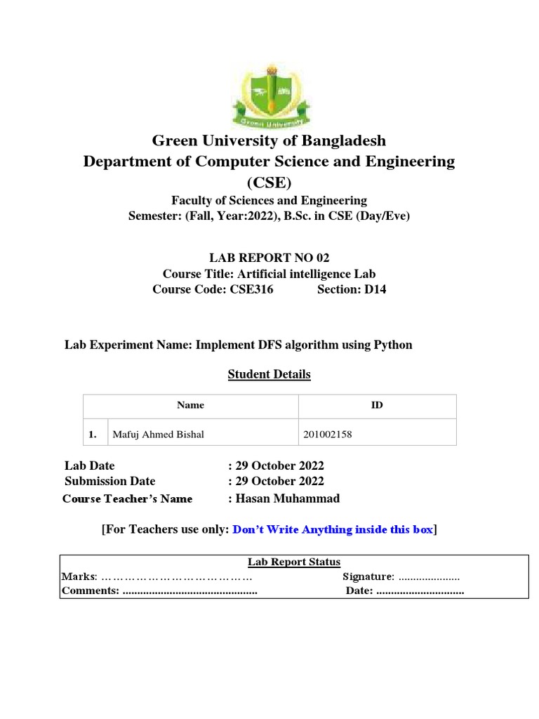 Green University of Bangladesh Department of Computer Science and Engineering (CSE) | PDF ...