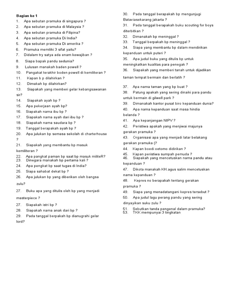 Soala Pengetahuan Pramuka | PDF