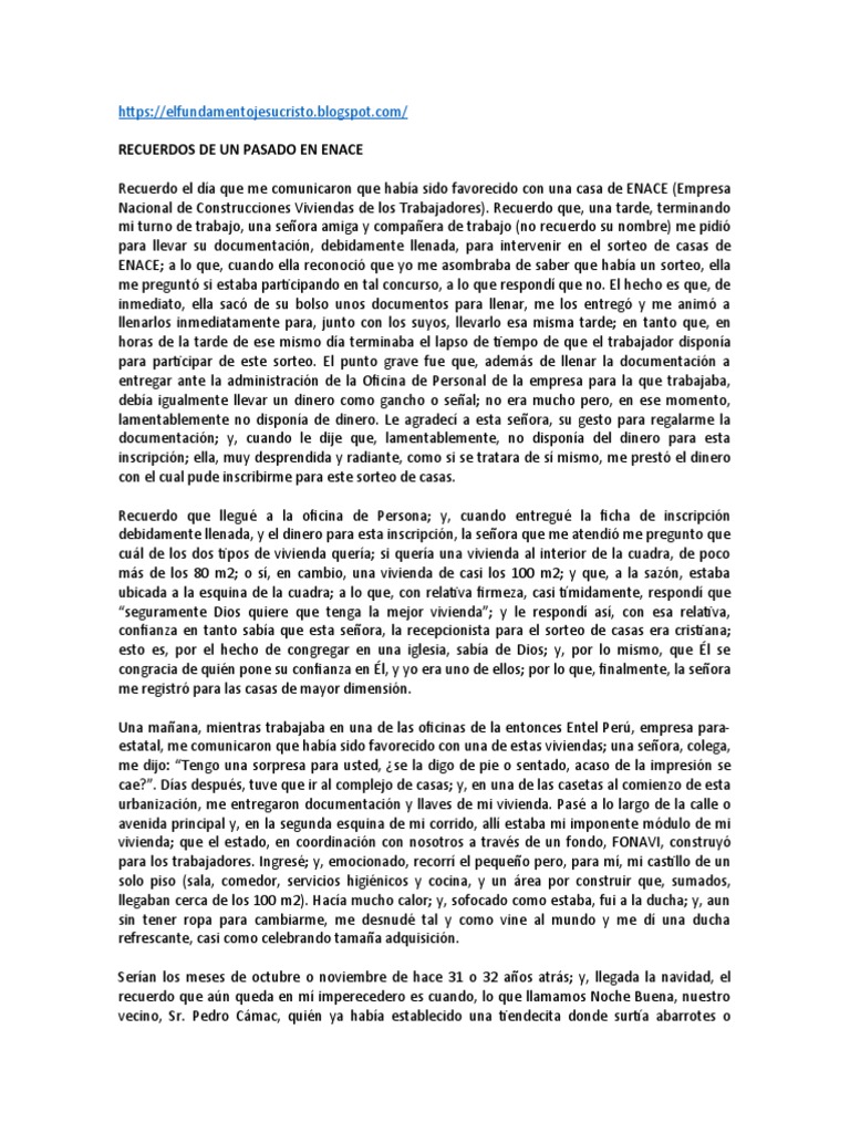 Recuérdos de Un Pasado en Enace | PDF