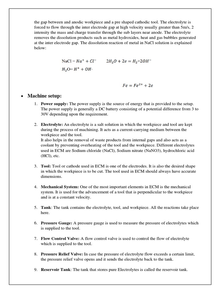 Machine Setup | PDF | Machining | Electrolyte