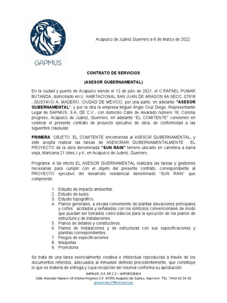 Contrato Proyectos Sun Rain y Lunare (1) Rafael Pumar 2 | PDF