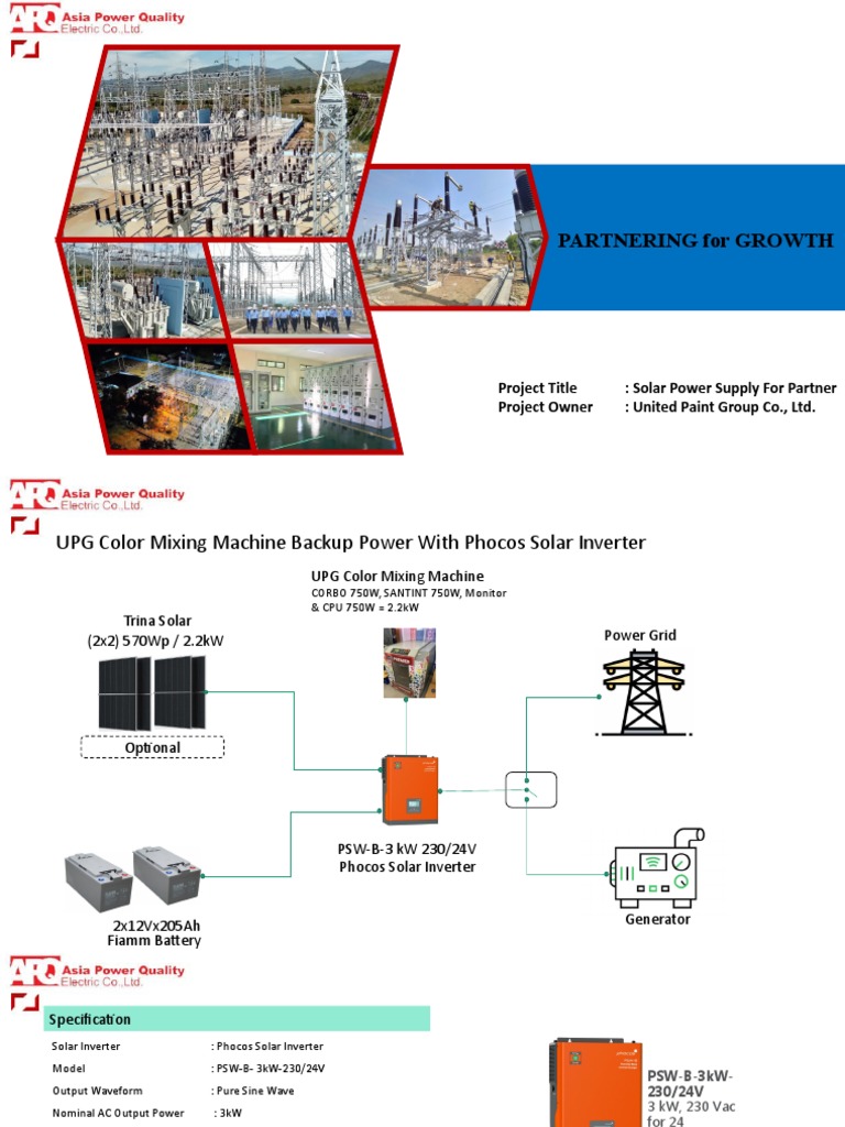 UPG, Color Mixing Machine Backup Power With Phocos Solar Inverter | PDF ...