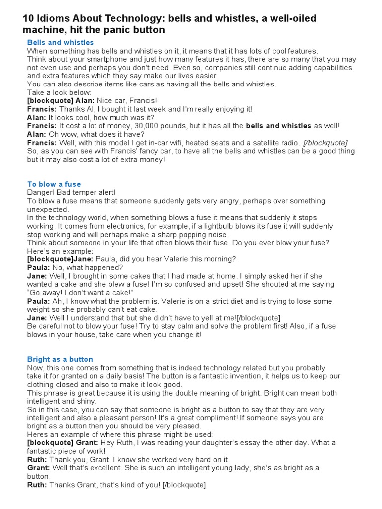 10 Idioms About Technology | PDF | Thought