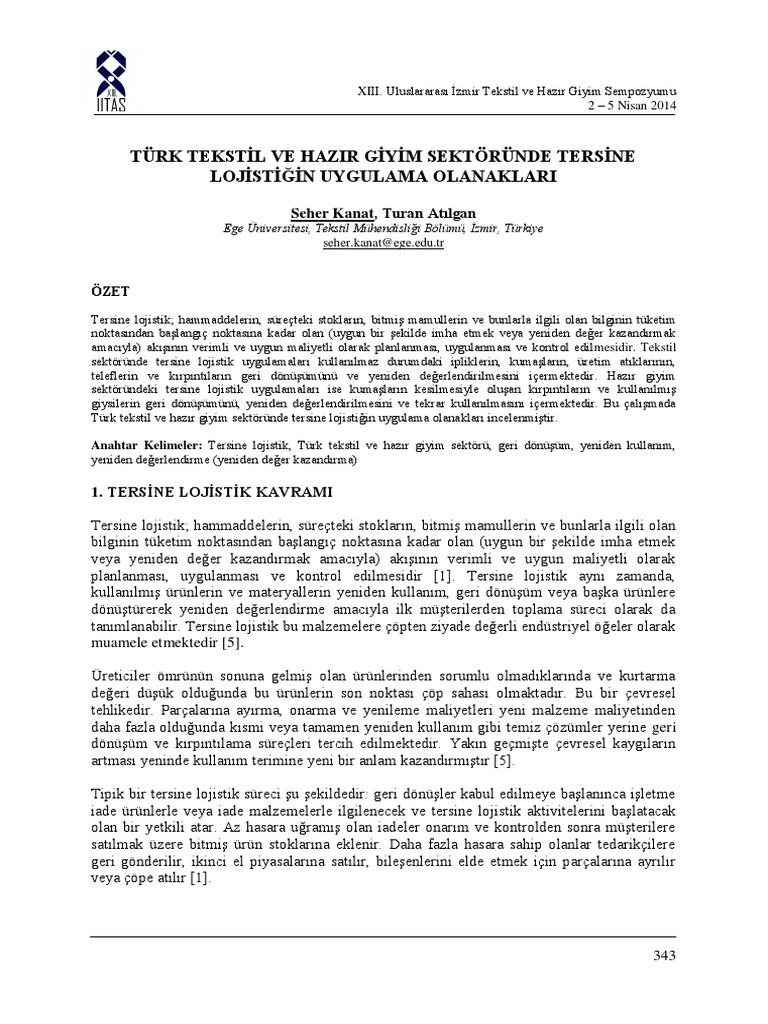 Tekstil Ve Hazır Giyim Sektörü Ve T L-1 | PDF