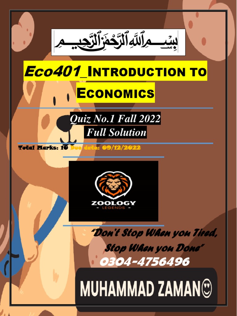 Eco401 Fall 2022 Quiz 1 Solutions | PDF
