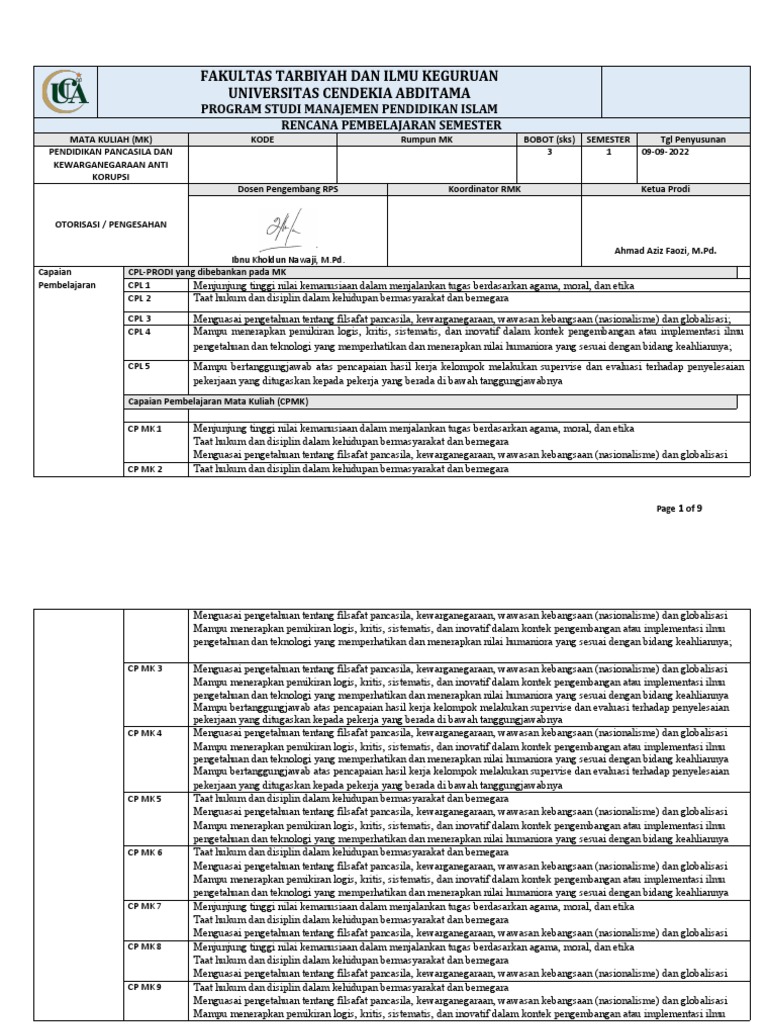 RPS PPKN Dan Anti Korupsi | PDF | Komputer