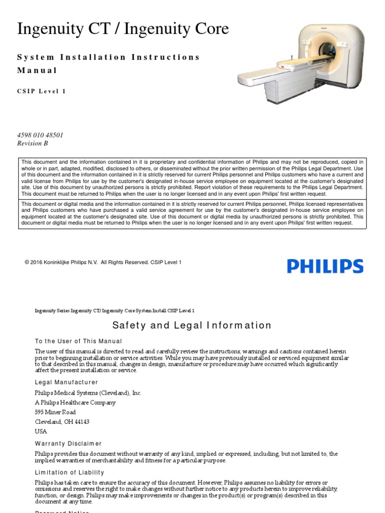 Ingenuity CT / Ingenuity Core: System Installation Instructions Manual ...