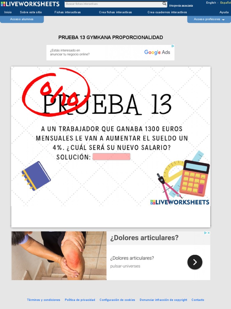 Ejercicio de PRUEBA 13 GYMKANA PROPORCIONALIDAD | PDF