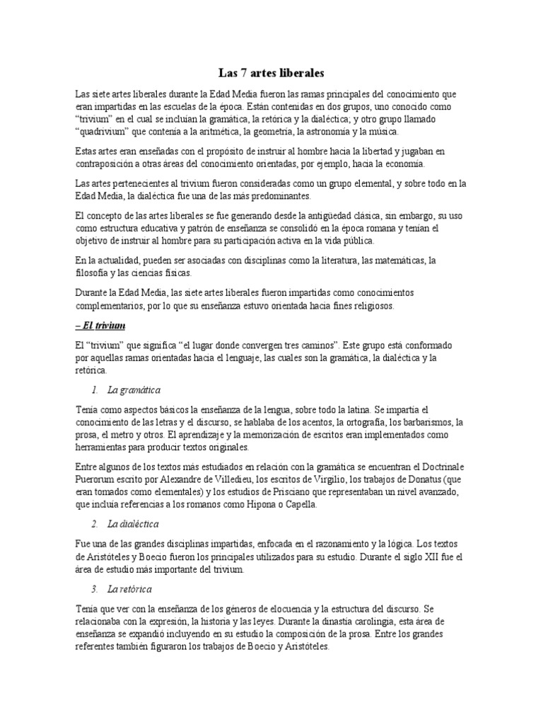 Las 7 Artes Liberales Pdf Educación En Artes Liberales Science 