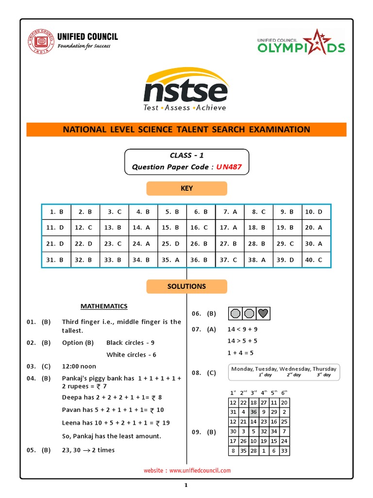CL - 1 - NSTSE-2023-Paper-487 Key | PDF | Goat | Food And Drink