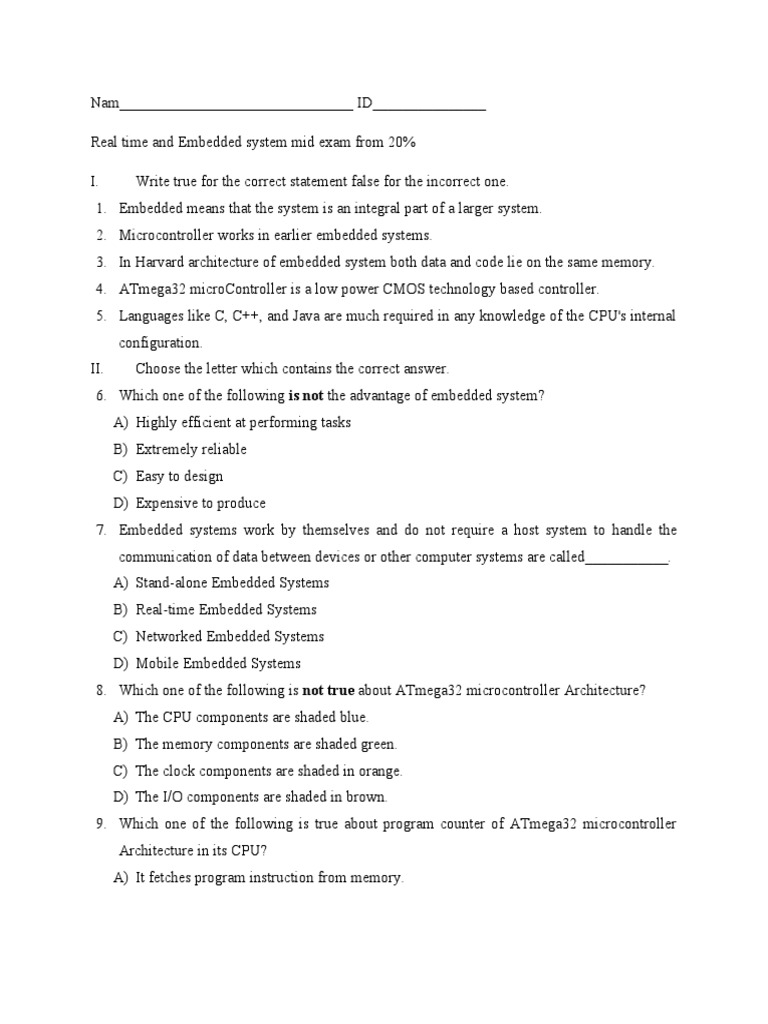 Exam Embedded System | PDF | Embedded System | Computer Program Exam Embedded System | PDF | Embedded System | Computer Program