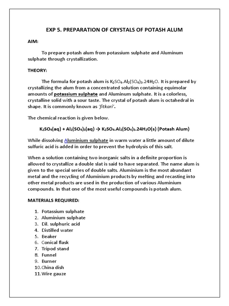 Grade Xii Practical Content | PDF | Aluminium | Sodium Hydroxide