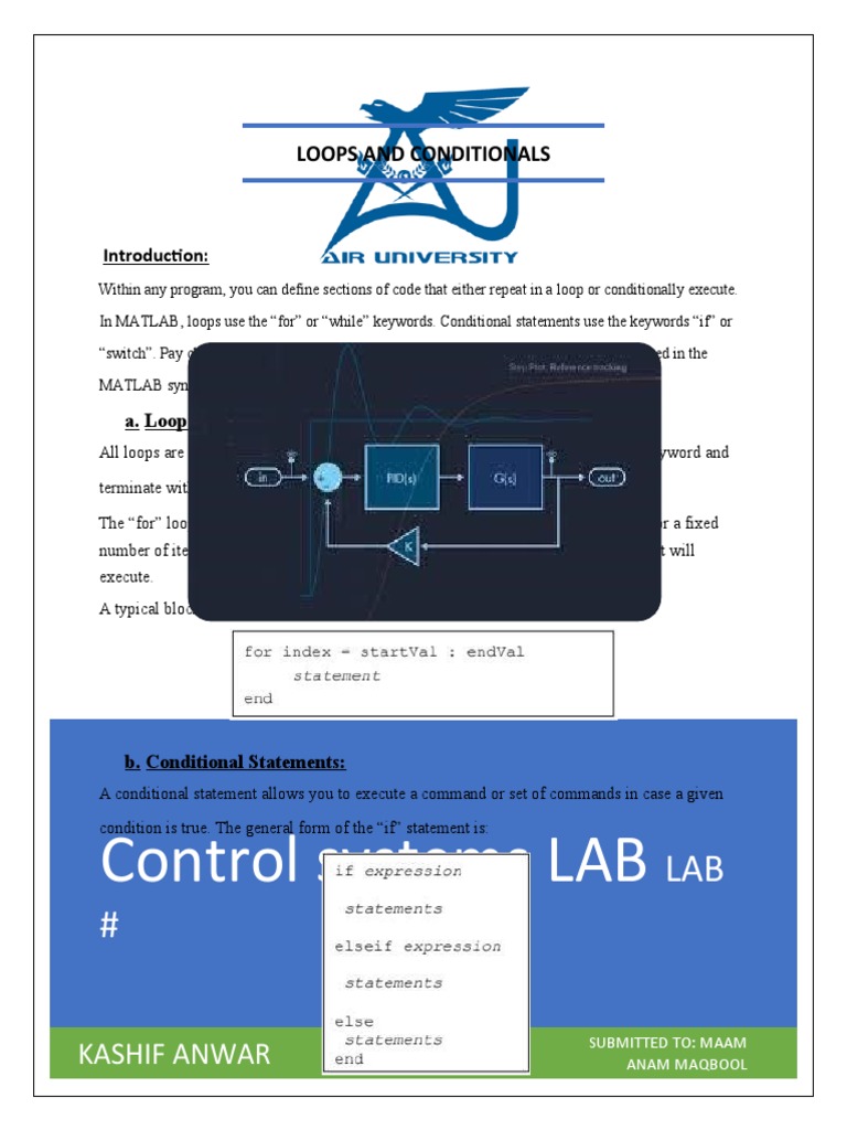 Loops and conditionals in MATLAB | PDF | Control Flow | Matlab