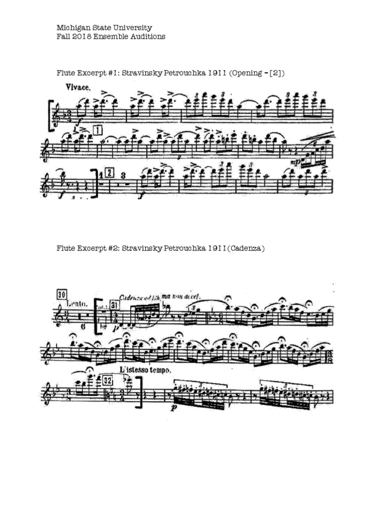 MSU Flute Excerpts for Auditions | PDF