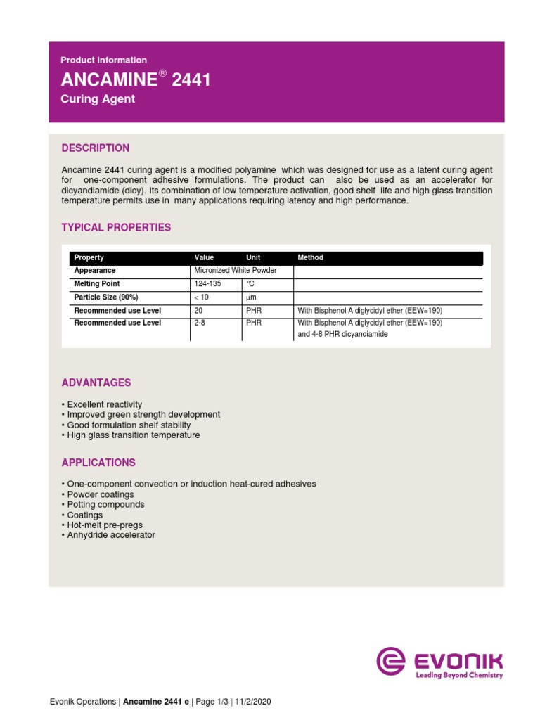 Ancamine 2441 Product Info | PDF | Materials | Chemistry