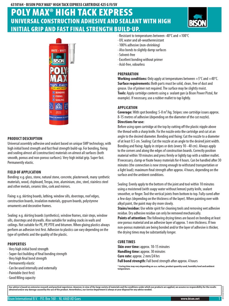 TDS-Poly Max® High Tack Express - 0 | PDF | Adhesive | Paint