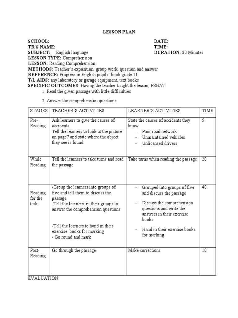 Grade 11 English Language Comprehension - Reading Comprehension ...