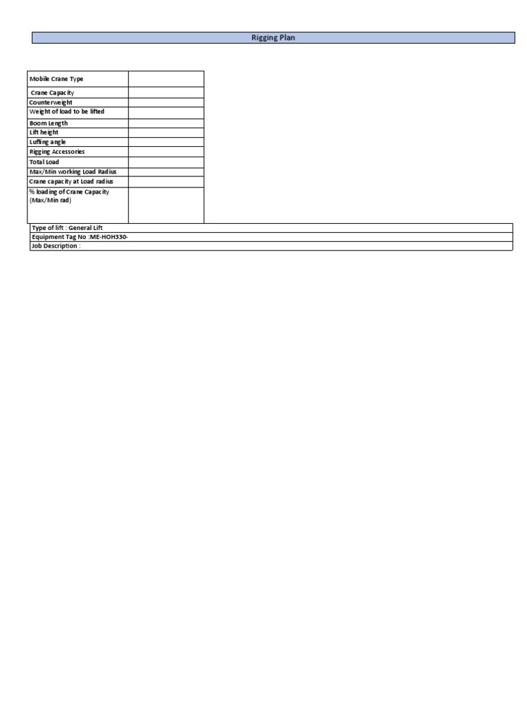 General Lift Rigging Plan Details | PDF