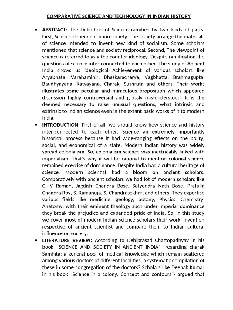 COMPARATIVE SCIENCE IN INDIAN HISTORY | PDF | Science | Scientist