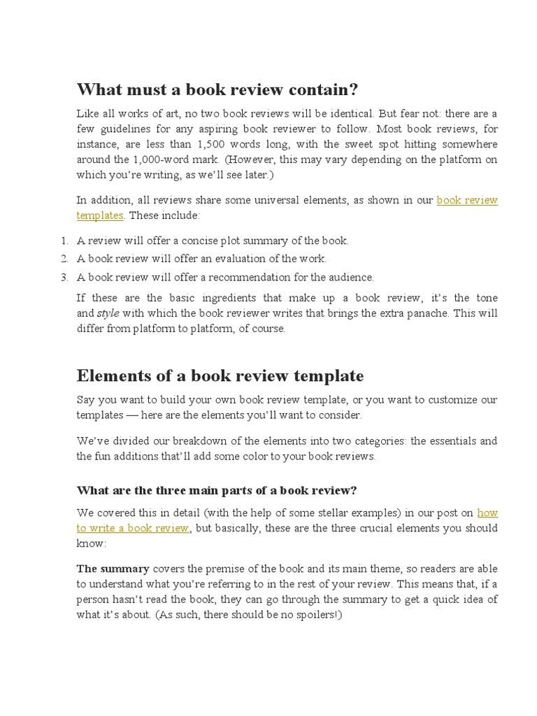 BOOK REVIEW STRUCTURE | PDF