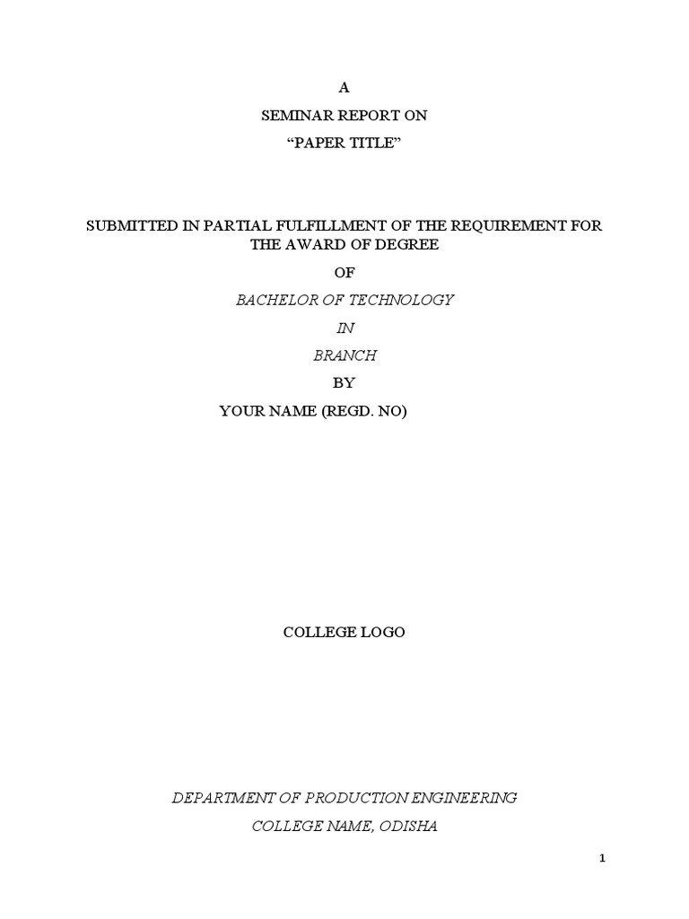 B.tech Seminar Report Format | Download Free PDF | Chemical Substances | Physical Sciences