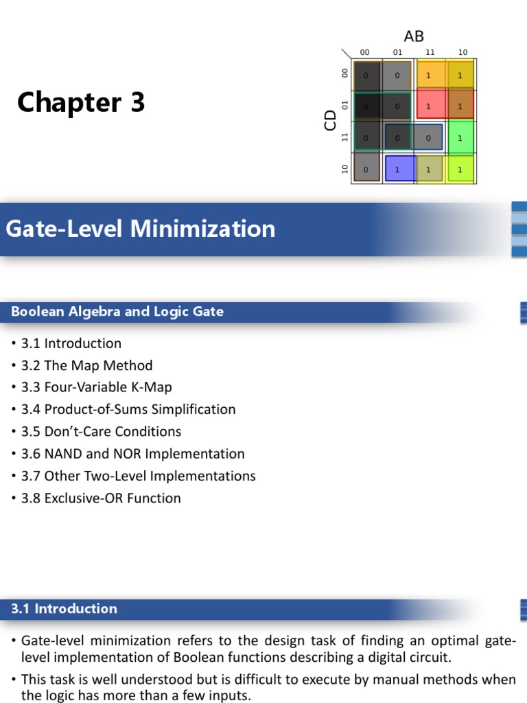 Chapter 3 Gate Level Minimization Pdf Logic Gate Mathematical Logic