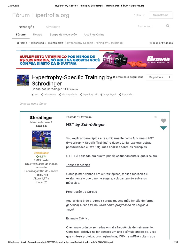 Hypertrophy-Specific Training by Schrödinger - Treinamento - Fórum ...