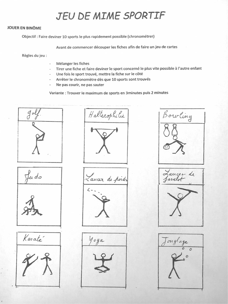 Jeu de Mime Sportif | PDF