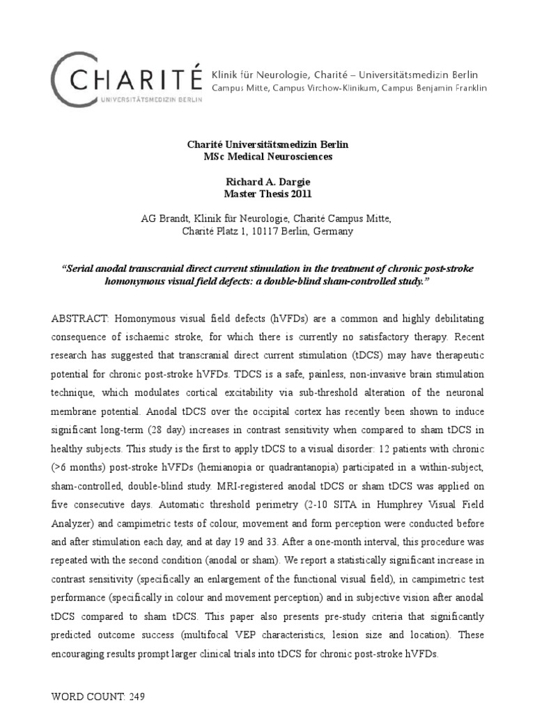 tDCS for Chronic Post-Stroke Visual Defects | PDF | Self-Improvement ...