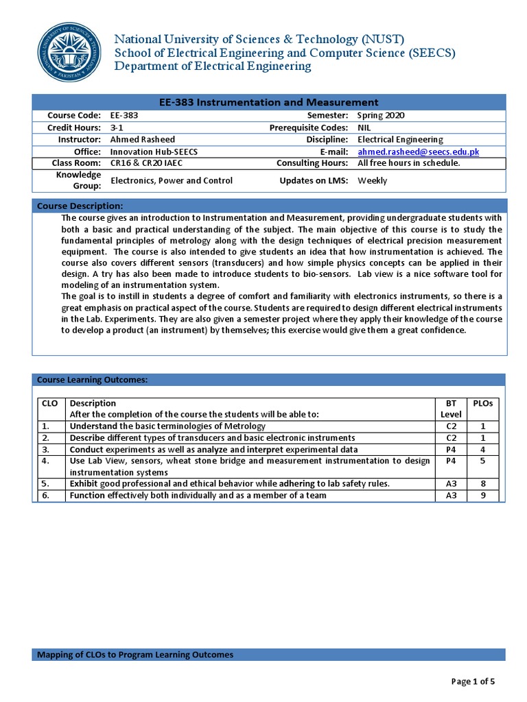 Course Outline | PDF | Calibration | Plagiarism