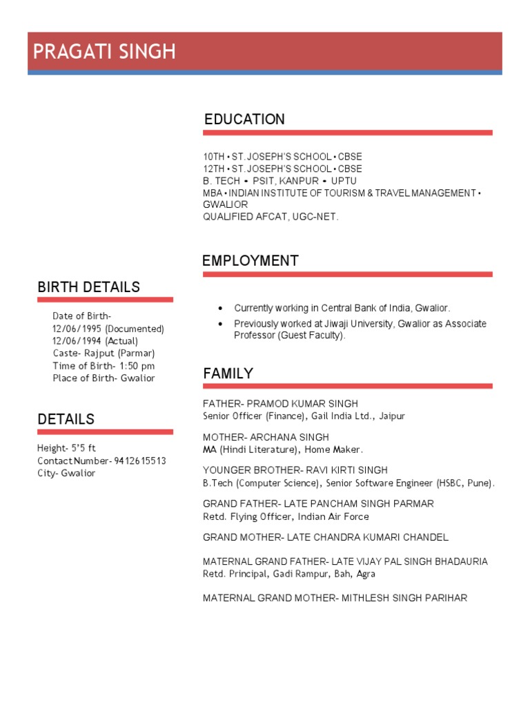 Pragati Biodata | PDF
