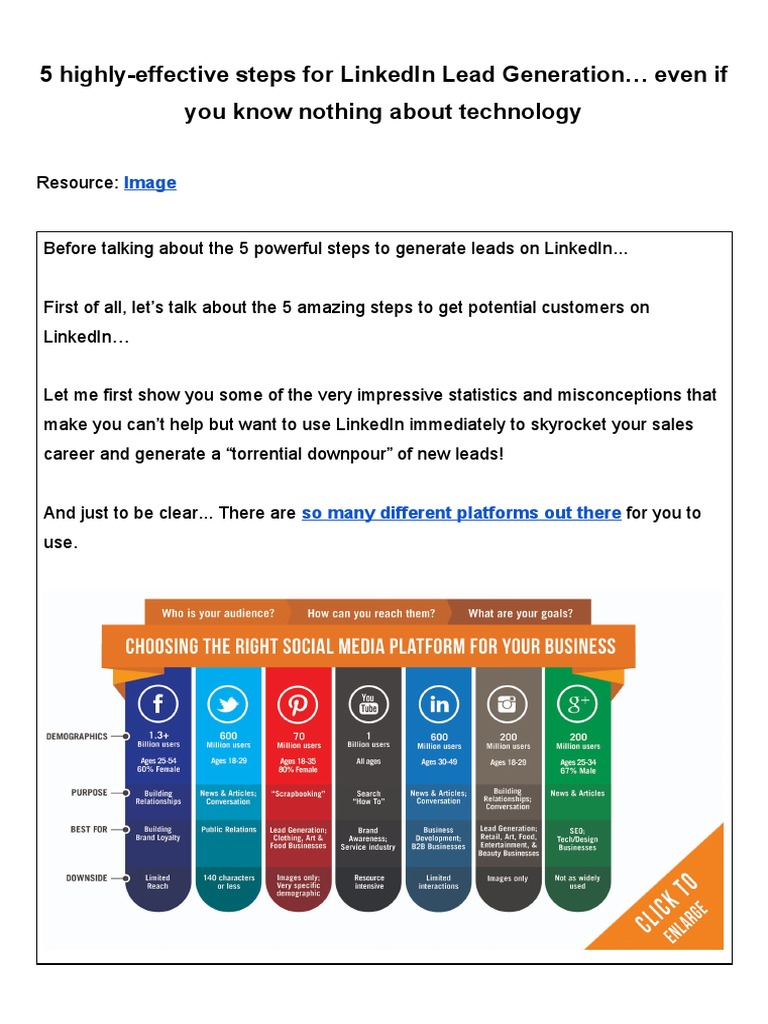Lead Generation | PDF | Linked In | Sales