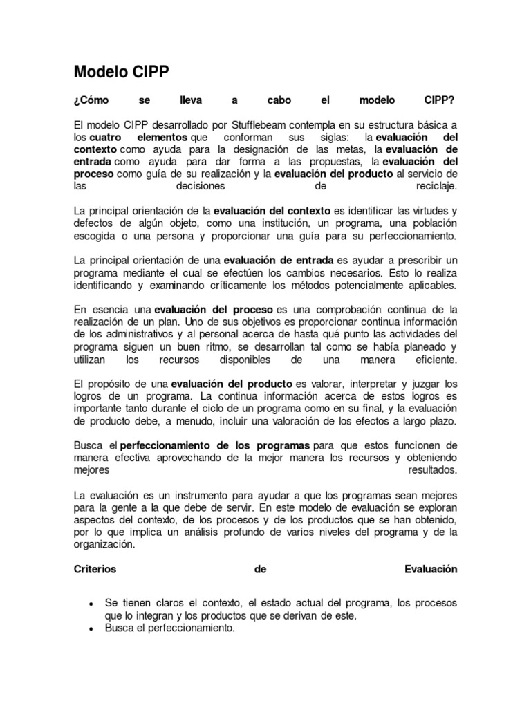 Modelo CIPP - Material de Apoyo | PDF | Evaluación