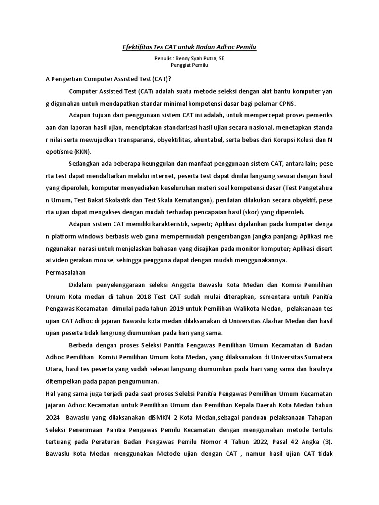 Apa Sebenarnya Yang Dimaksud Dengan Computer Assisted Test | PDF