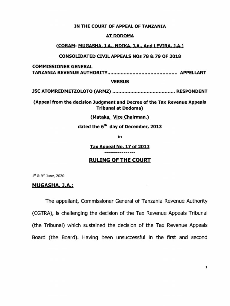 Commissioner General Tra Vs JSC Atomredmetzoloto Armz Consolidated ...