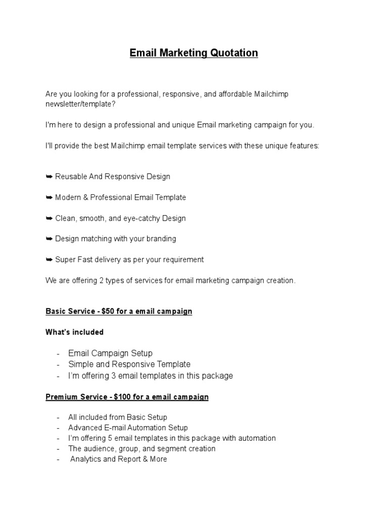 Email Marketing Quotation | PDF
