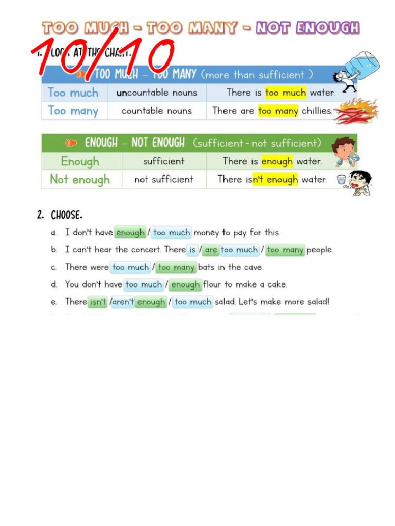 Too Much-Too-Many-Enough-Activities | PDF