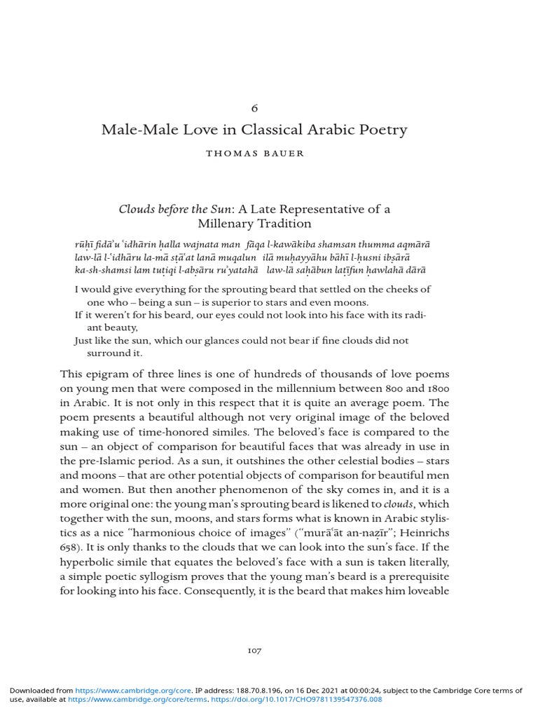 Male Male Love in Classical Arabic Poetry | PDF | Poetry | Sufism