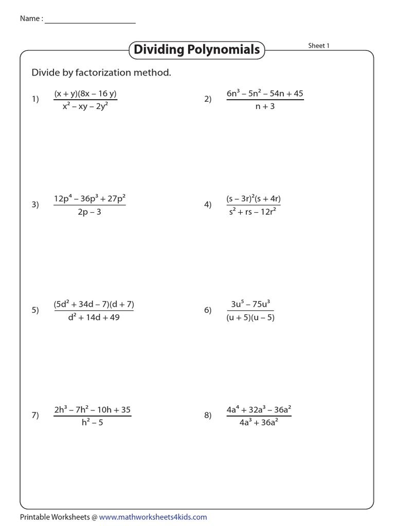 Dividing Polynomials by Factorization | PDF