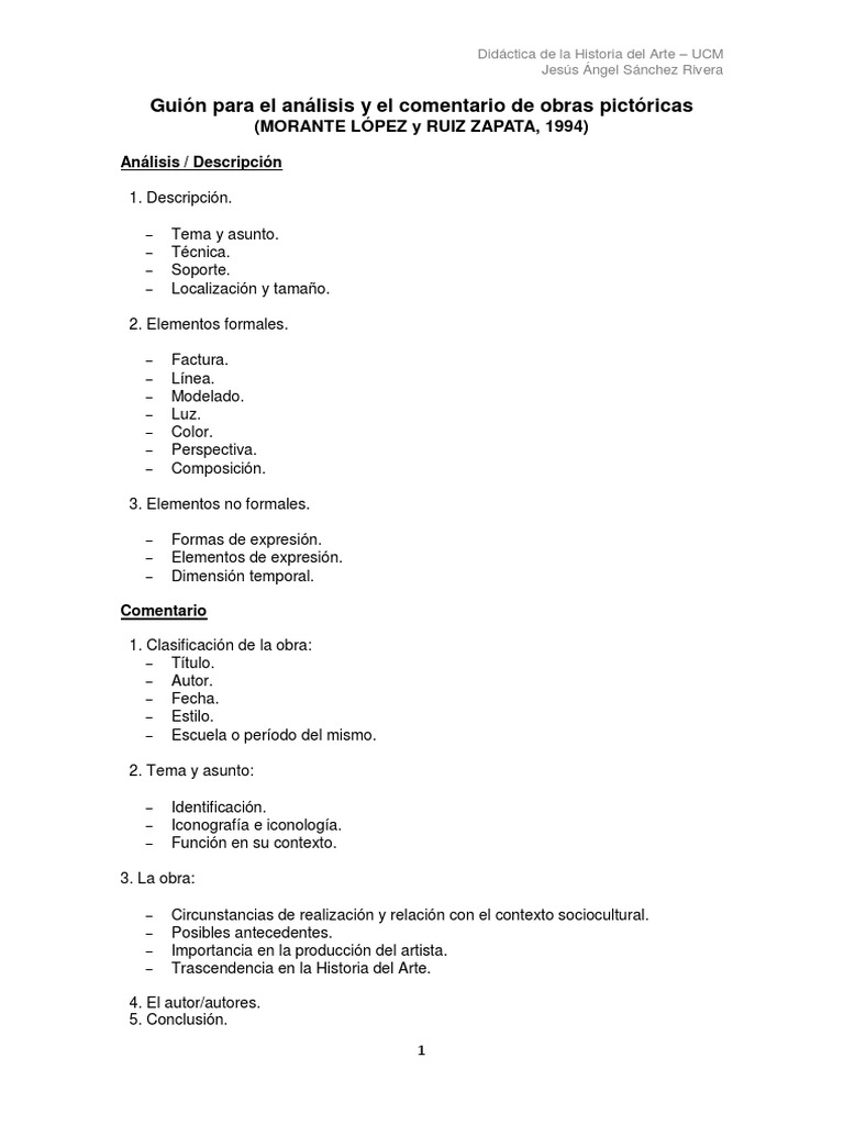 4-Guión Análisis y Comentario-Pintura | PDF