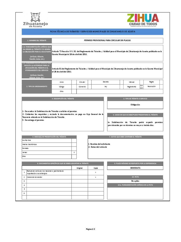 Permiso Provisional para Circular Sin Placas | Descargar gratis PDF ... Permiso Provisional para Circular Sin Placas | Descargar gratis PDF ...