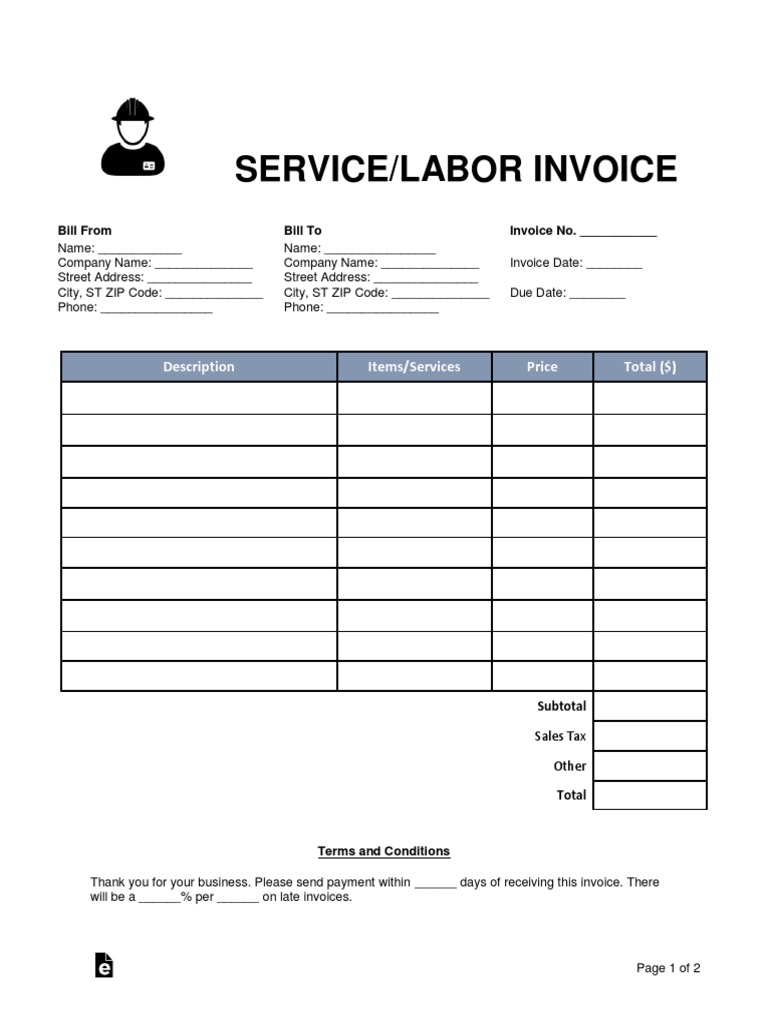Service Labor Invoice Template | PDF | Credit Card | Payments