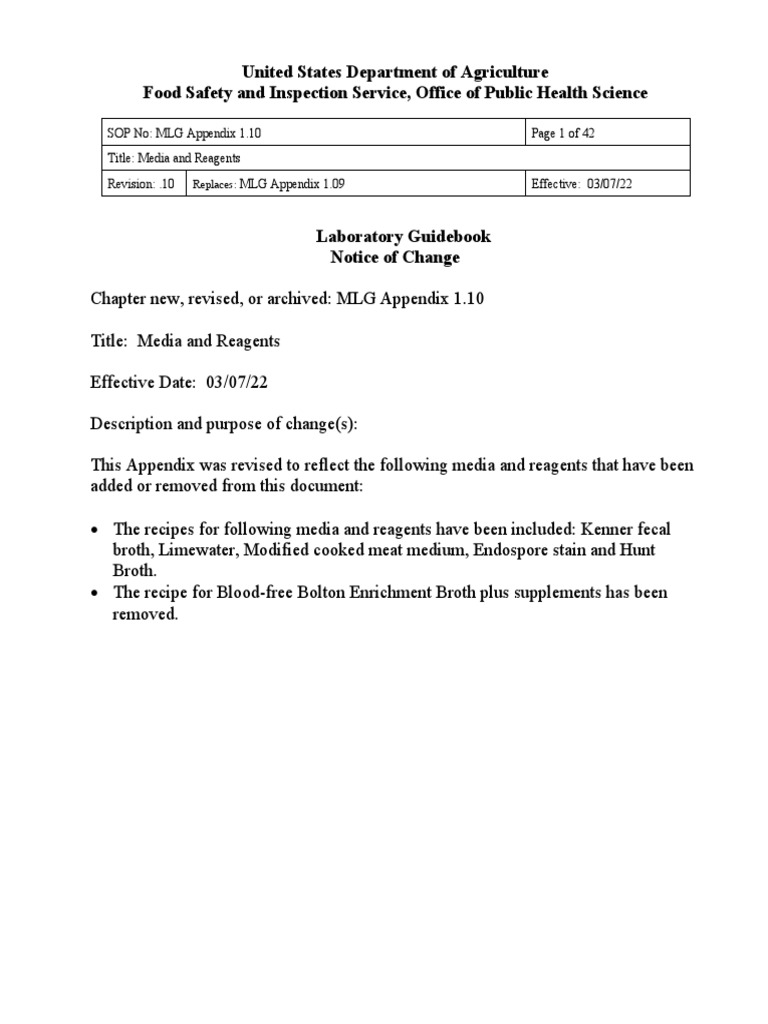 MLG - Appendix - 1.10 Medios | PDF | Agar | Ph