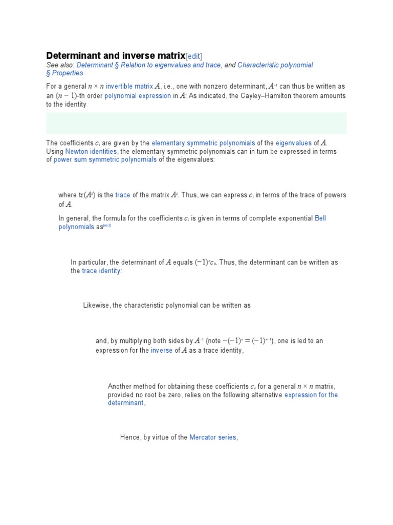 Determinant and Inverse Matrix | PDF | Determinant | Matrix (Mathematics)