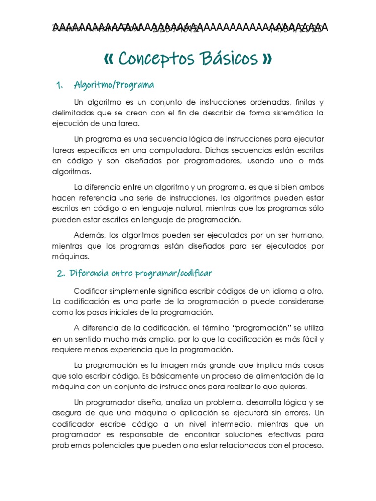 Conceptos Básicos de Programacion | PDF | Programación de computadoras | Algoritmos
