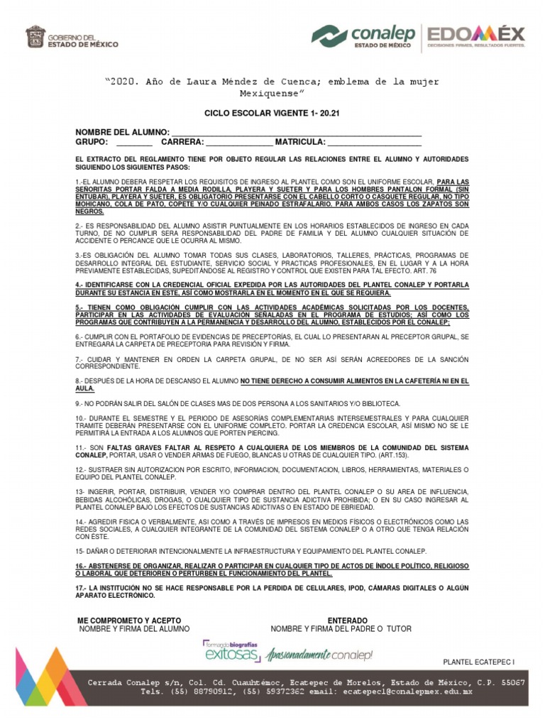 Reglamento Conalep 1 | PDF