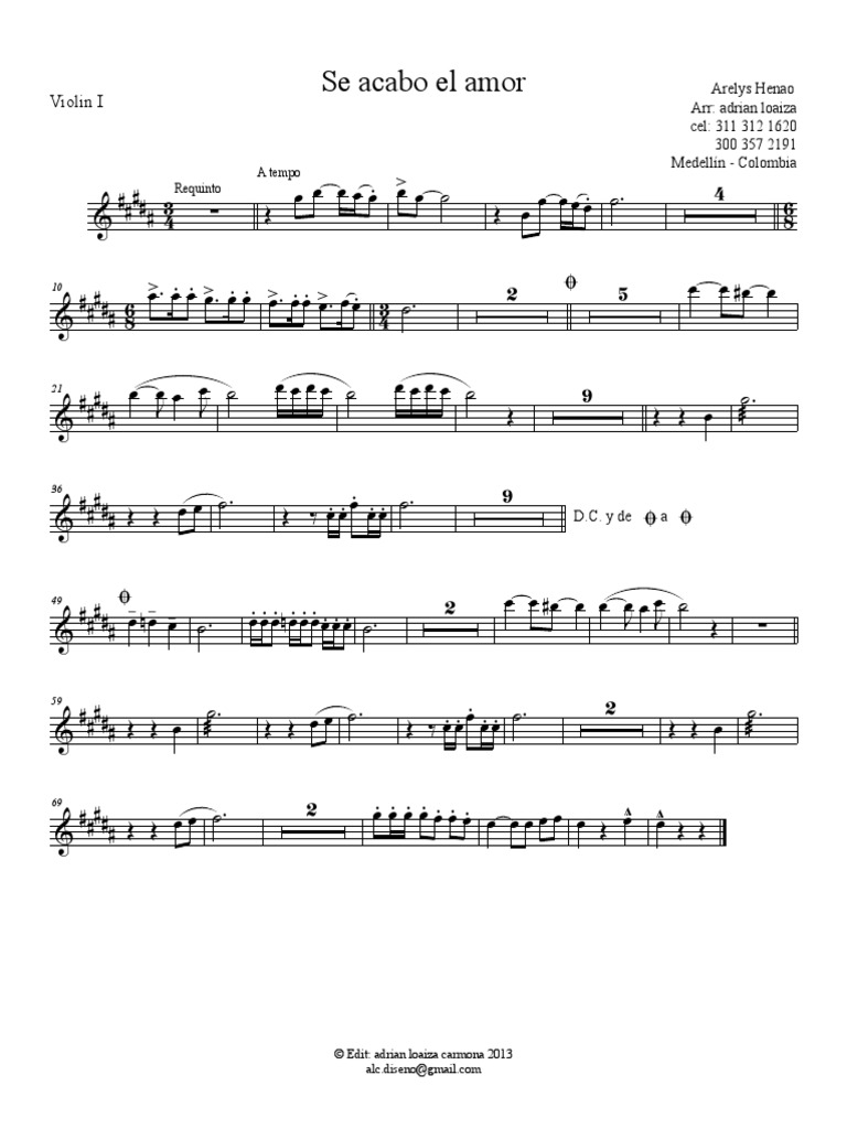 Se Acabo El Amor - Violin I | PDF | Graphèmes | Phonétique