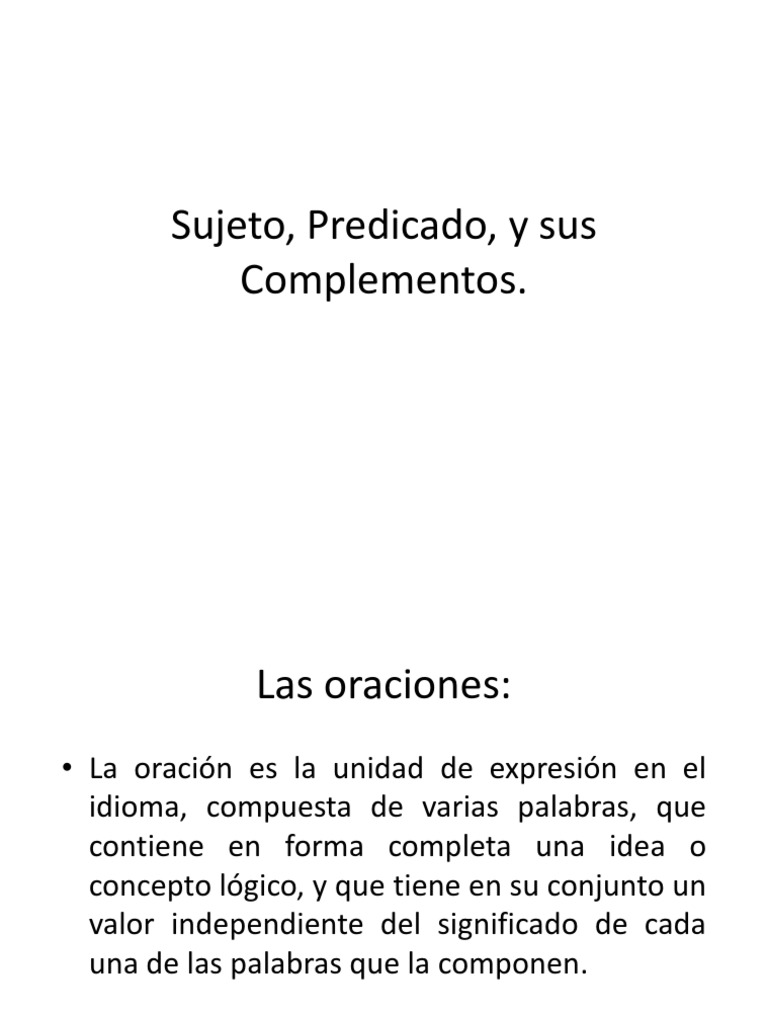 Sujeto, Predicado y Sus Complementos | PDF | Oración (Lingüística ...