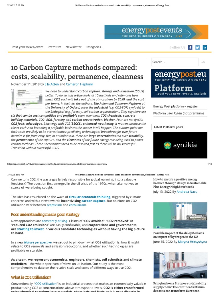 10 Carbon Capture Methods Compared | PDF
